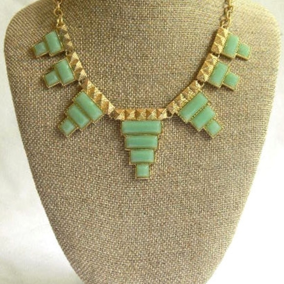Jewelry | 329 Aztec Tribal Jade Green Statement Necklace | Poshmark